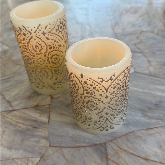 Accents | Decorative Cream And Gold Battery Flammable Candles Set Of 2 ...